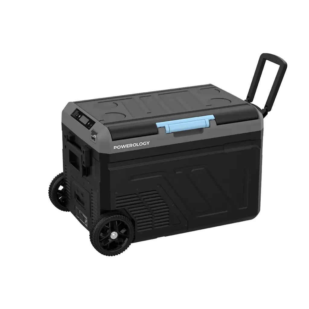 Powerology Portable Fridge 40L with Dual Compartment and Trolly